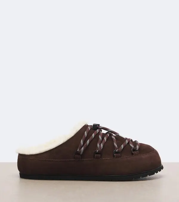 Prada Shearling-lined Suede Mules