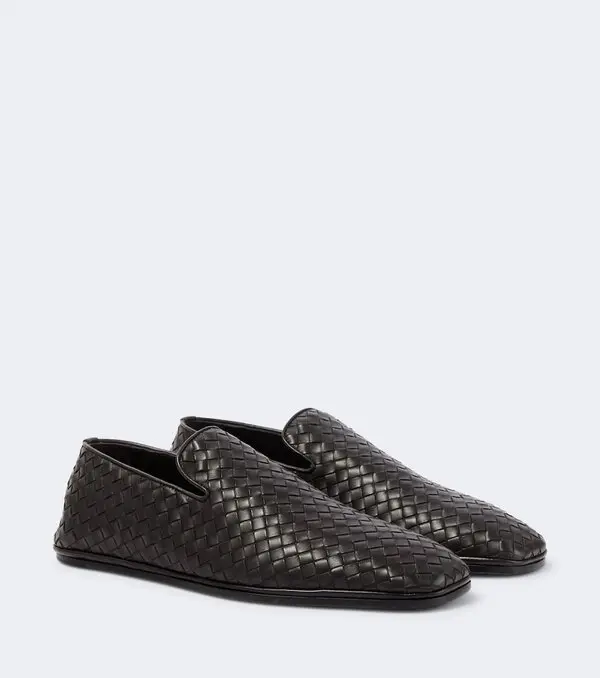 Bottega Veneta Palazzo Intrecciato Leather Slip-on Shoes - Brown