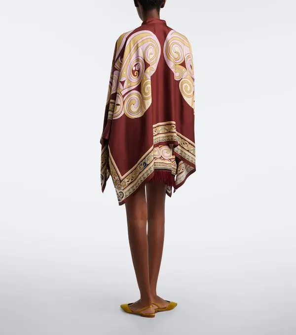 La DoubleJ Kells Fringed Silk Twill Miniskirt