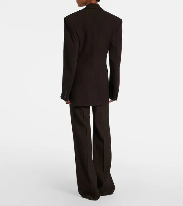 Saint Laurent Pinstripe Wool-blend Wide-leg Pants
