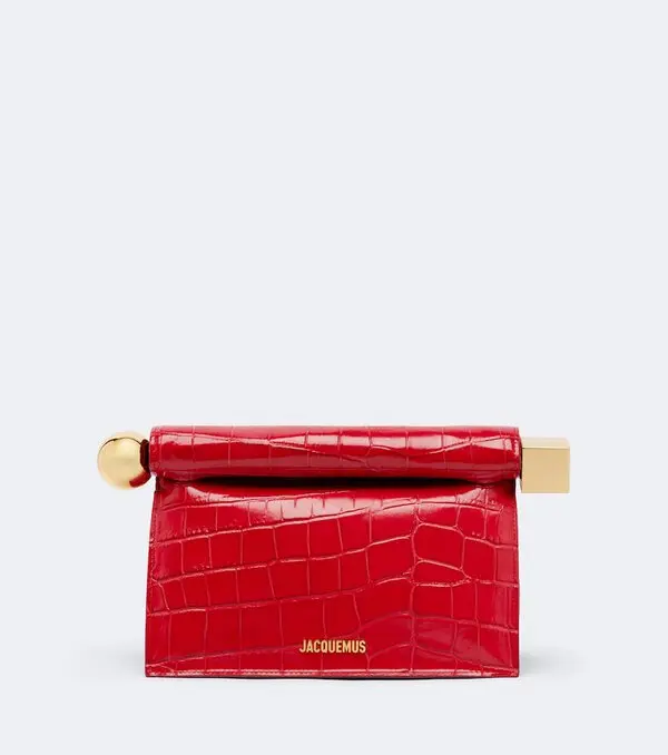 Jacquemus Rond Carre Small Croc-effect Leather Clutch