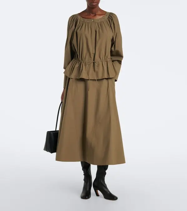 Tory Burch Cotton-blend Poplin Midi Skirt