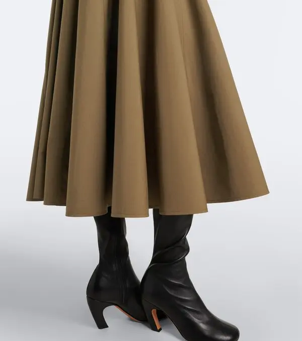 Tory Burch Cotton-blend Poplin Midi Skirt