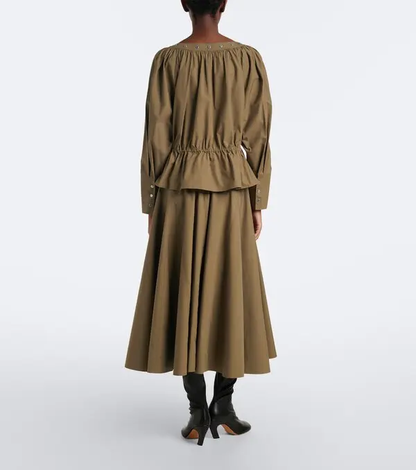 Tory Burch Cotton-blend Poplin Midi Skirt