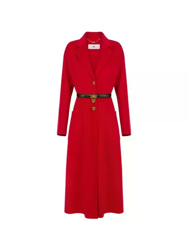 Elisabetta Franchi Coat In Double Cloth With Belt
