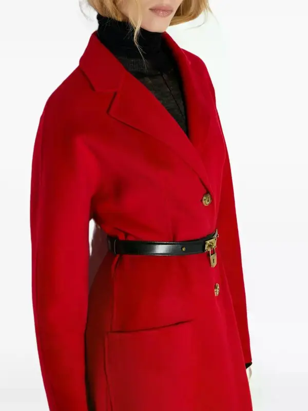 Elisabetta Franchi Coat In Double Cloth With Belt