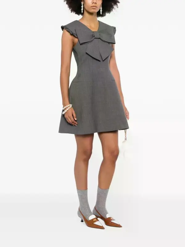 SHUSHU/TONG Bow-detail Ruffled-shoulder Dress