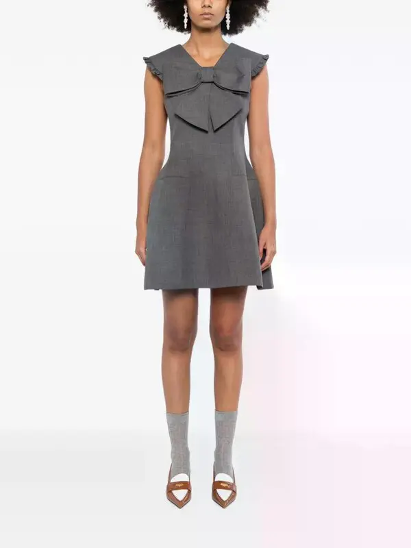SHUSHU/TONG Bow-detail Ruffled-shoulder Dress