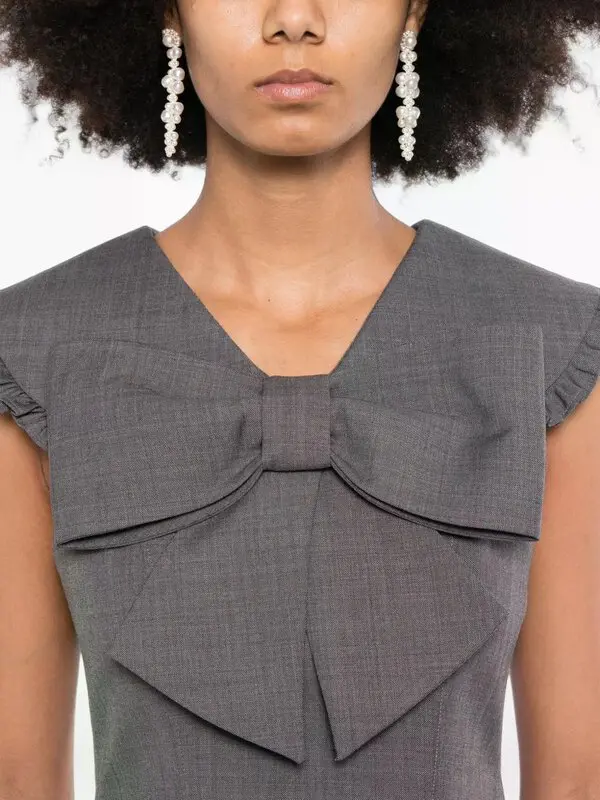 SHUSHU/TONG Bow-detail Ruffled-shoulder Dress