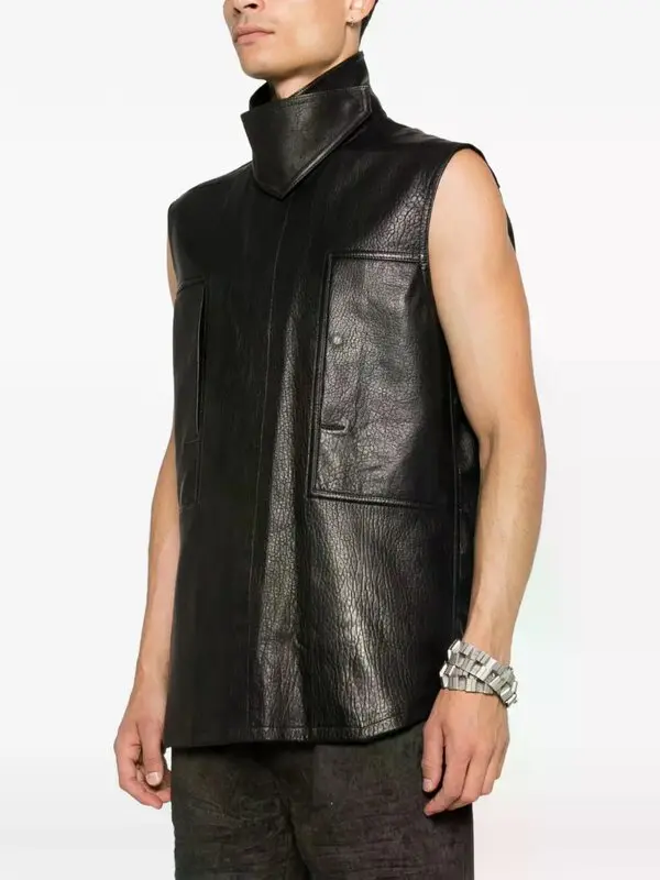 Rick Owens Leather High-neck Shirt Jacket