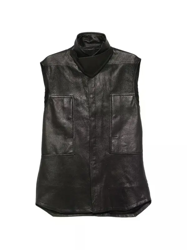 Rick Owens Leather High-neck Shirt Jacket - Black