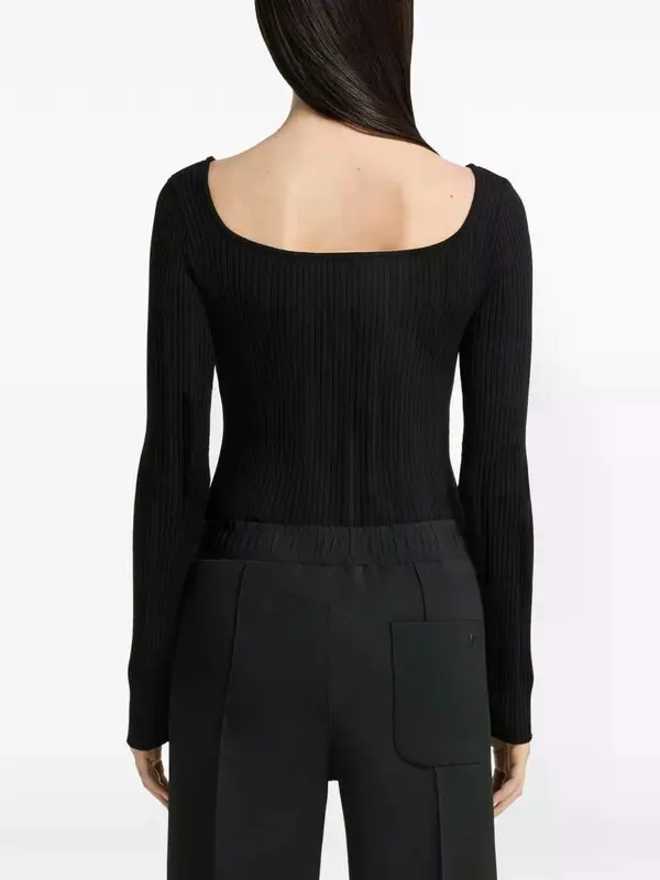 COURREGES Ribbed-knit Square-neck Sweater