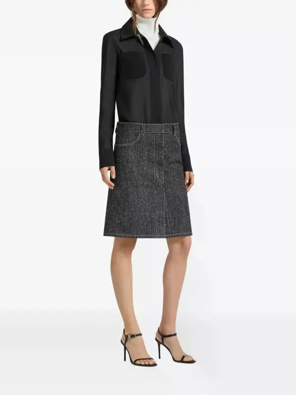 COURREGES Mélange-effect Denim Midi Skirt
