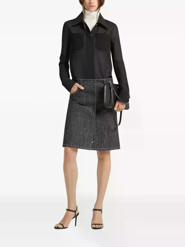 COURREGES Mélange-effect Denim Midi Skirt - Black