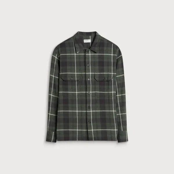 Universal Works Washed Check Utility Shirt - Olive