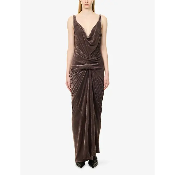 Rick Owens Strutter Draped Velvet Gown