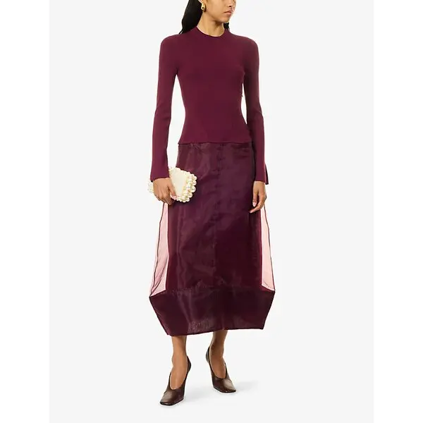 Simkhai Maril Contrast-panel Organza Midi Dress