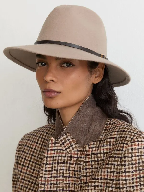 REISS Wool-felt Leather-band Fedora Hat