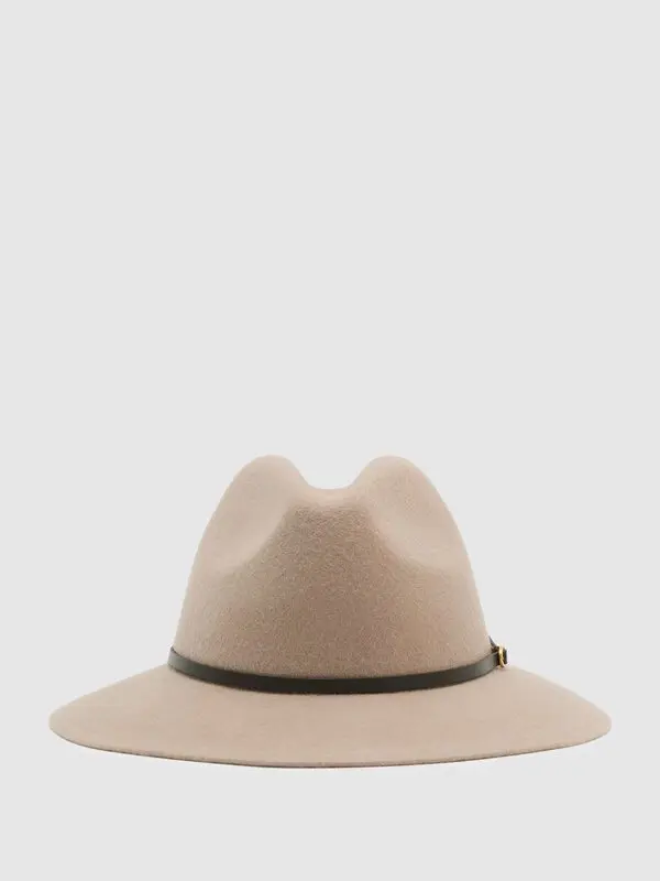 REISS Wool-felt Leather-band Fedora Hat