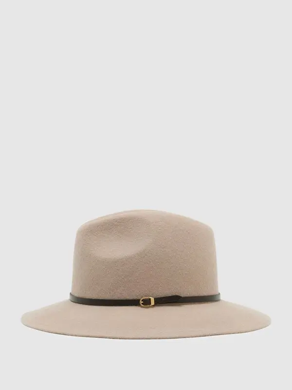 REISS Wool-felt Leather-band Fedora Hat