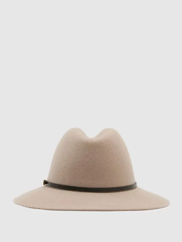 REISS Wool-felt Leather-band Fedora Hat