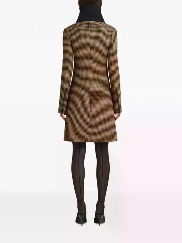 COURREGES Houndstooth-pattern High-collar Coat