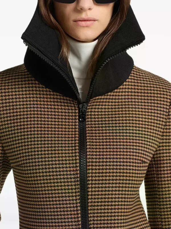 COURREGES Houndstooth-pattern High-collar Coat
