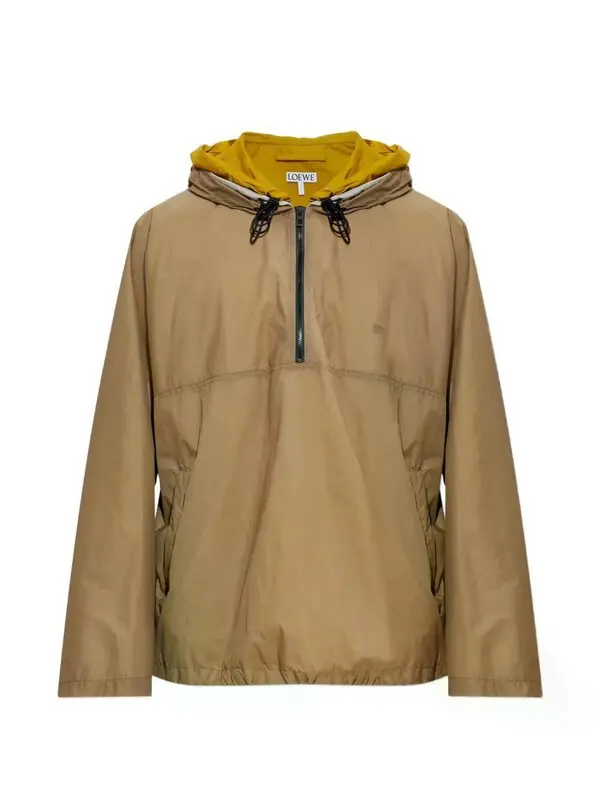 Loewe Logo-embroidered Quarter-zip Anorak - Neutrals