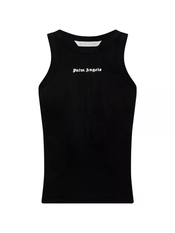 Palm Angels Logo-print Ribbed Top - Black
