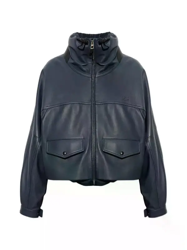 Loewe Stand-up-collar Leather Jacket - Blue