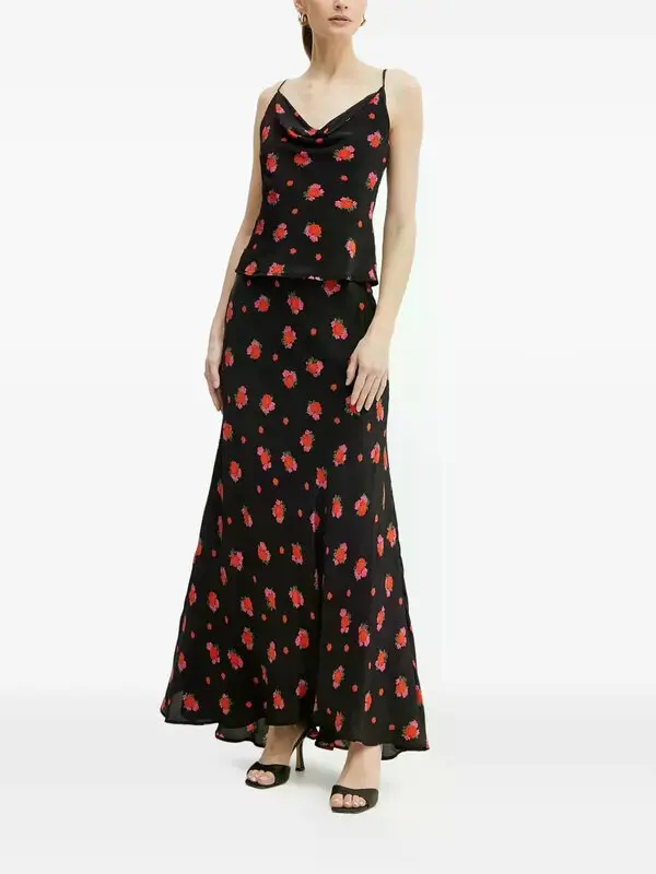 Bardot Floral-detail Sleeveless Top - Black
