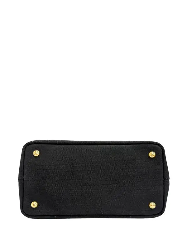 Prada 2013-2026 Small Canvas Canapa Logo Tote Satchel - Black