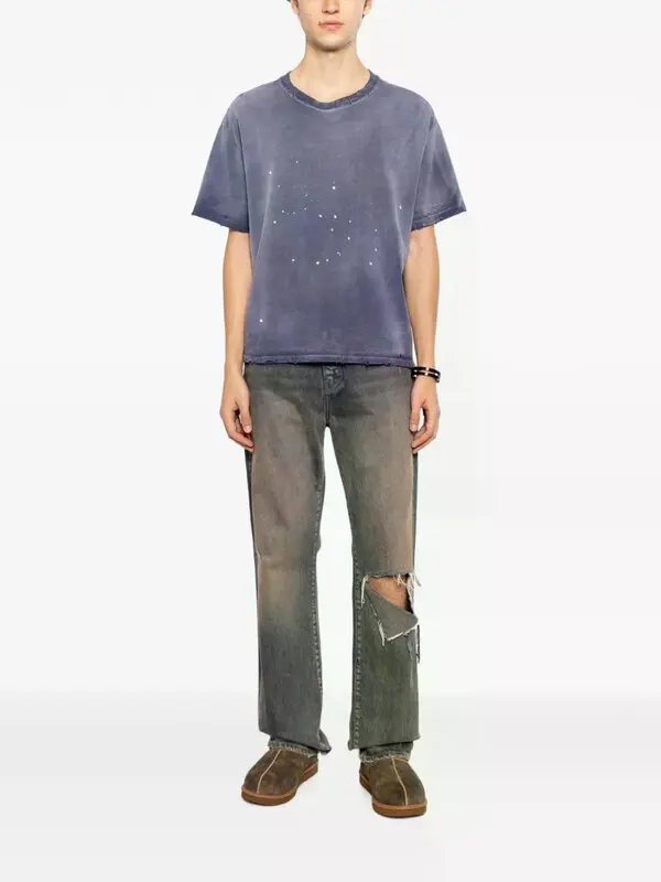 MOOJI MOOJI Distressed Paint-splatter T-shirt
