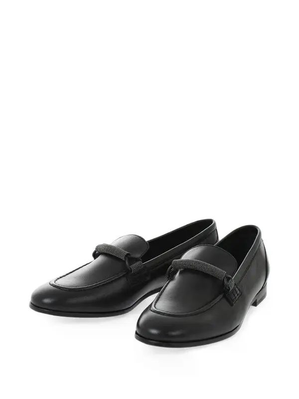 Brunello Cucinelli Rhinestone-embellished Leather Loafers