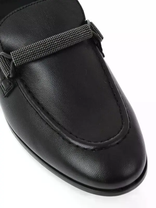 Brunello Cucinelli Rhinestone-embellished Leather Loafers