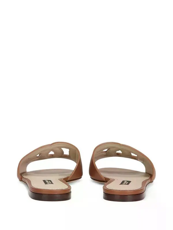 Dolce & Gabbana Dg Millennials Leather Slides - Brown