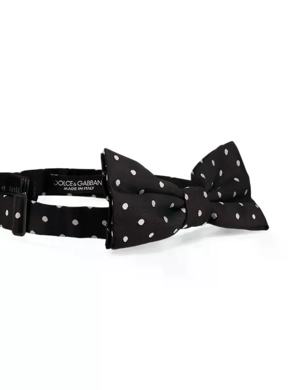 Dolce & Gabbana Polka-dot Silk Bow Tie - Black