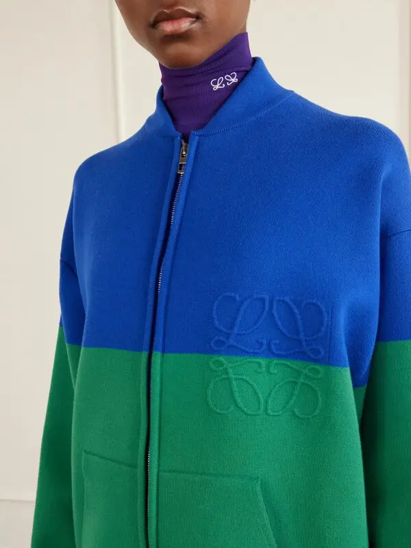 Loewe Colour-block Anagram Embroidered Cotton-blend Zip-up Sweatshirt