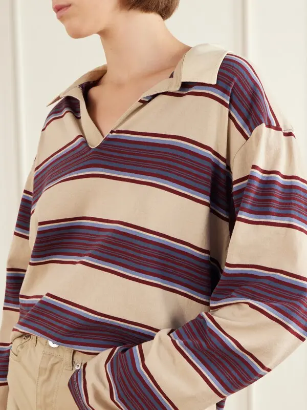 SANDERLAK Striped Cotton-jersey Polo Shirt