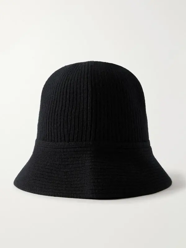 Nour Hammour Bruno Ribbed Merino Wool And Cashmere-blend Bucket Hat - Black