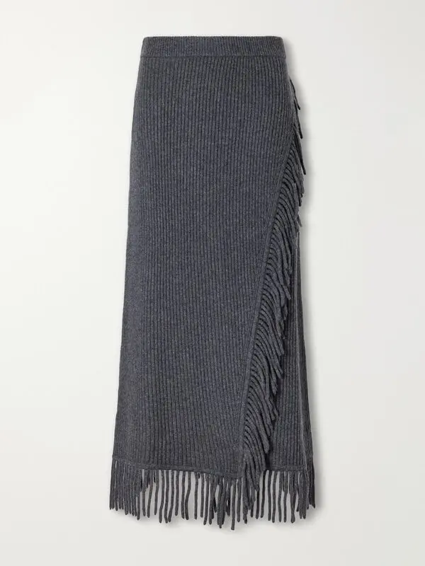 Simkhai Casey Draped Wool And Cashmere-blend Skirt - Gray