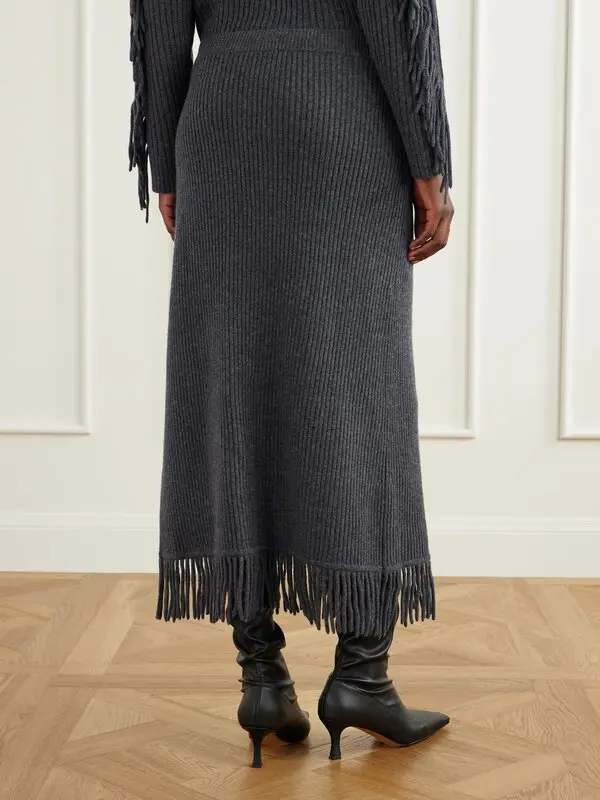 Simkhai Casey Draped Wool And Cashmere-blend Skirt - Gray