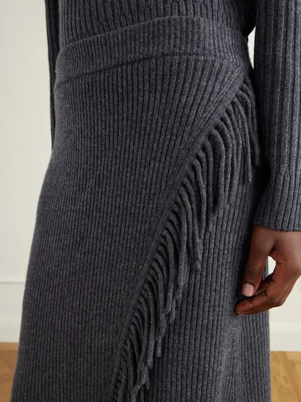Simkhai Casey Draped Wool And Cashmere-blend Skirt - Gray