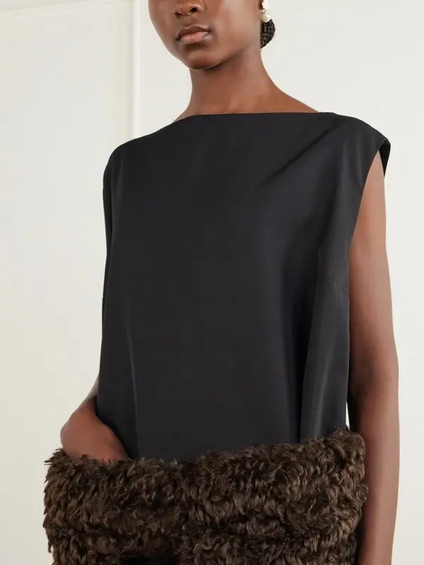 Simone Rocha Plush-trimmed Twill Midi Dress