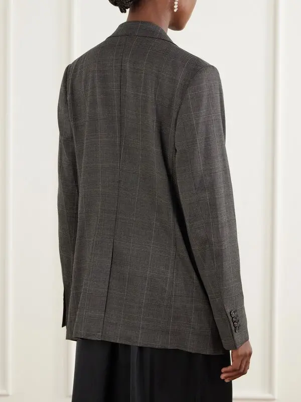 Simone Rocha Embellished Prince Of Wales Stretch-wool Blazer - Gray