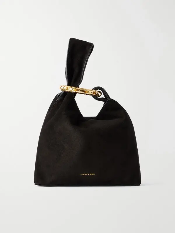 Veronica Beard Swing Embellished Suede Clutch
