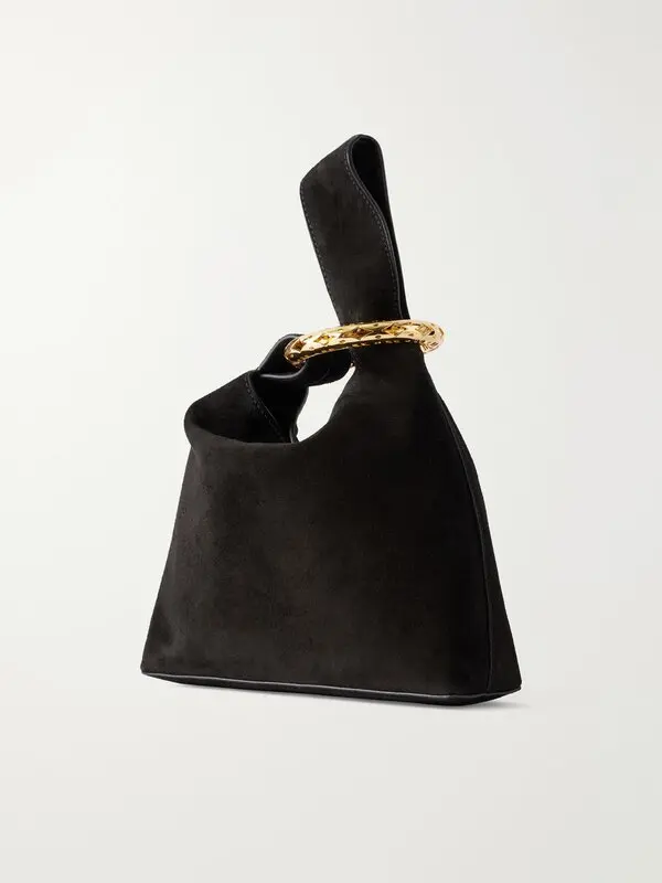 Veronica Beard Swing Embellished Suede Clutch