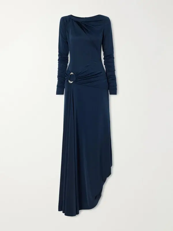 Rebecca Vallance Kiana Embellished Gathered Stretch Gown - Blue