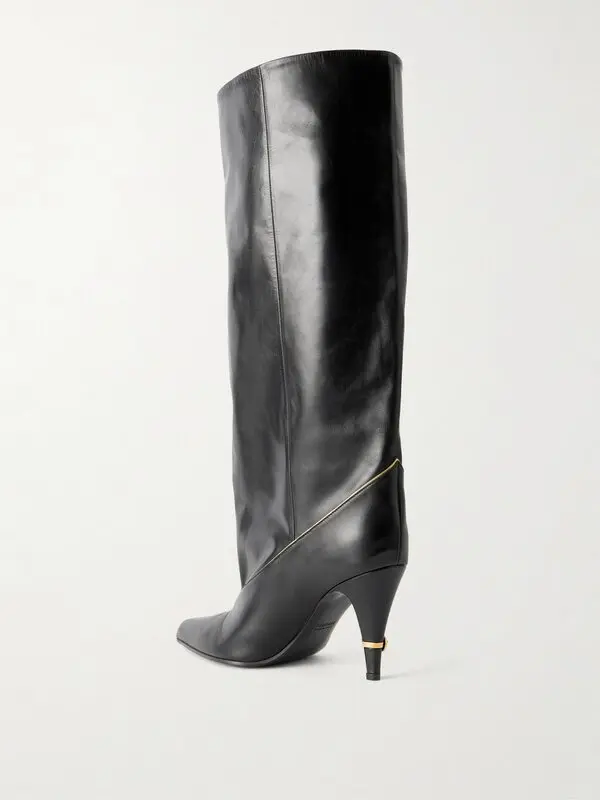 Versace 90 Calf Leather Knee Boots