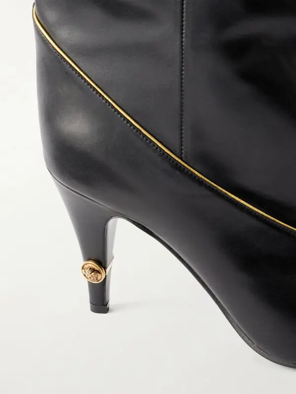 Versace 90 Calf Leather Knee Boots